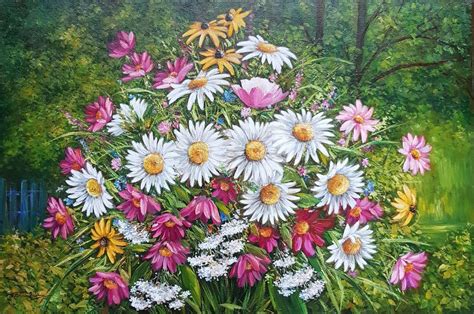 Ромашки картина на Мольберт Ромашки Нарциссы Луговые цветы