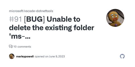 BUG Unable To Delete The Existing Folder Ms Dotnettools Csdevkit 0 1