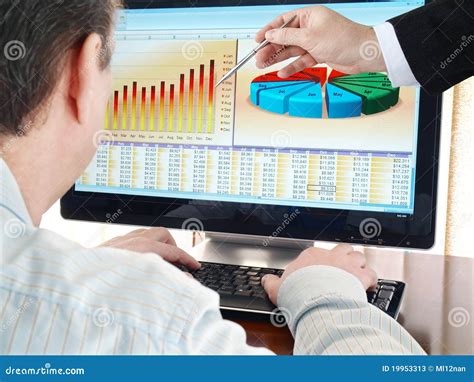 Analysing Data On Computer Stock Image Image Of Discussion