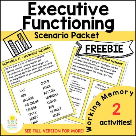 Executive Functioning Skills Working Memory Scenarios And Activities Freebie