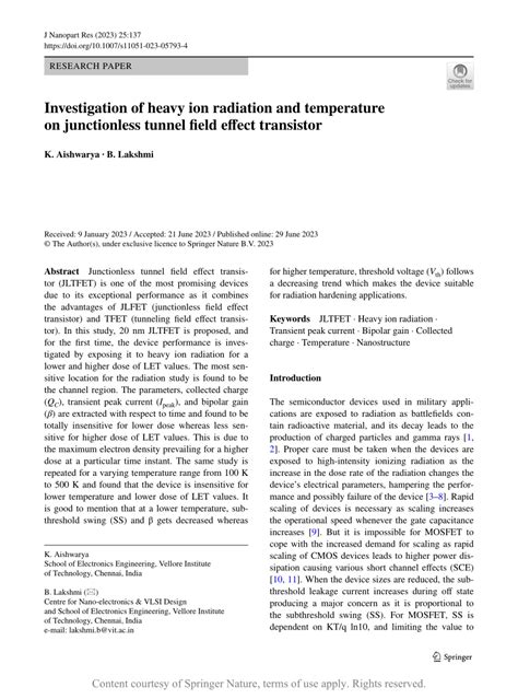 Investigation Of Heavy Ion Radiation And Temperature On Junctionless Tunnel Field Effect Transistor