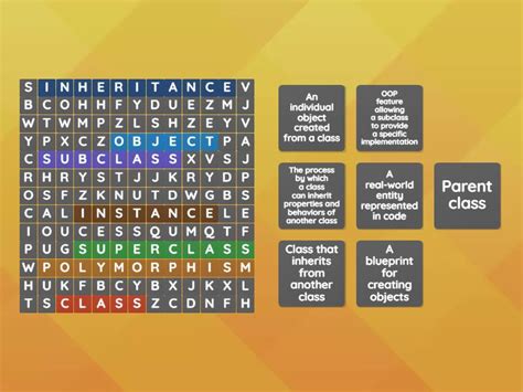 Introduction To Oop And Inheritance Wordsearch
