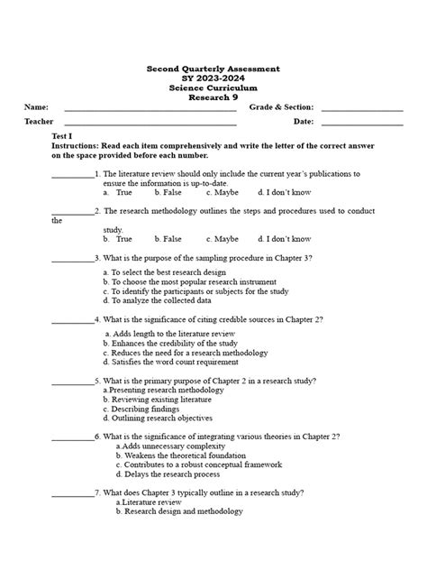 Research Class Quiz Pdf Methodology Reliability Engineering