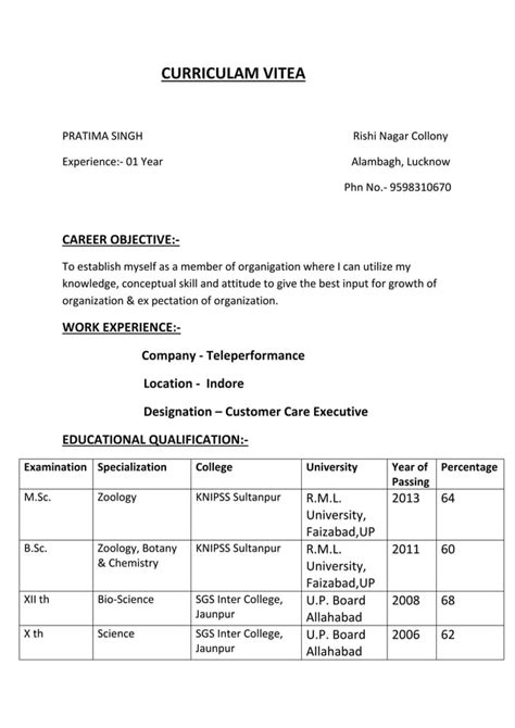Curriculam Vitea Pdf