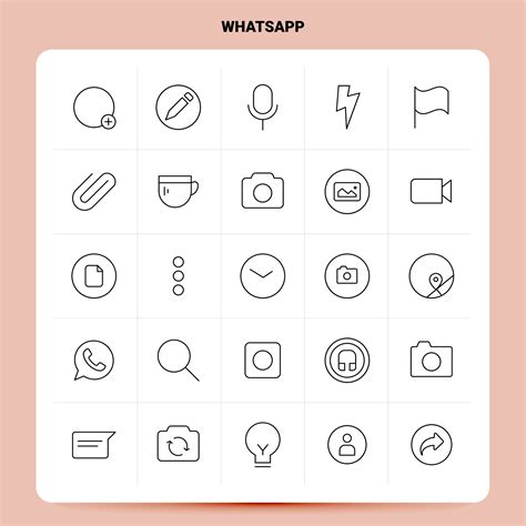 Outline 25 Whatsapp Icon Set Vector Line Style Design Black Icons Set