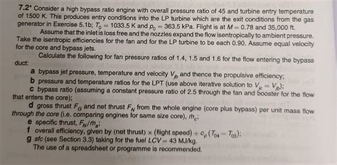 Solved A 72 Consider A High Bypass Ratio Engine With