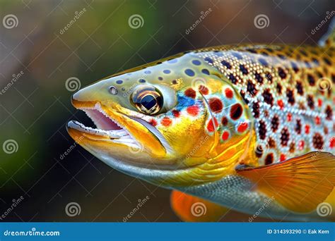 Close Up Of A Vibrant Speckled Freshwater Trout In Natural Habitat With