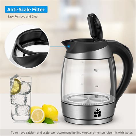 Електрическа стъклена кана Forme 1 8 L 2200 W Сребро Контрол на температурата 40 100°c 5