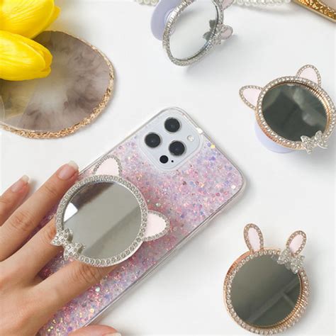 미러토끼 미러고양이 그립톡 2 Color 핑거톡 스마트톡 보석 거울그립톡 에이블리