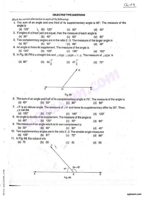 RD Sharma Solutions For Class Lines And Angles Exercise MCQ PDF RD Sharma Class Chapter