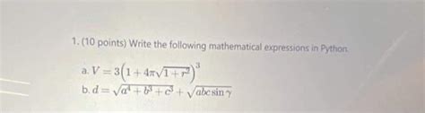1 10 Points Write The Following Mathematical