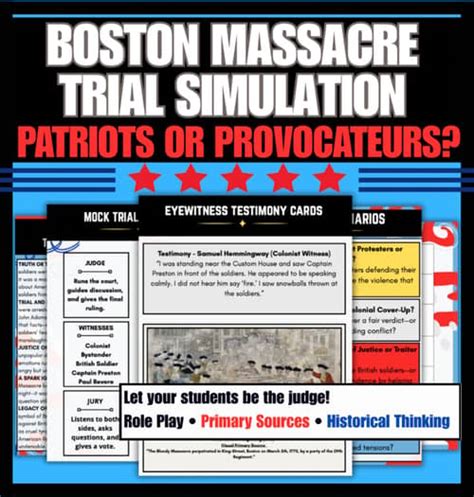 Boston Massacre Mock Trial Simulation Primary Sources Role Play History