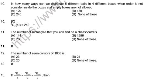 Jee Mathematics Permutation And Combination Mcqs Set A With Answers