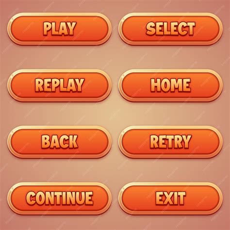Premium Vector Game Ui Set Of Soft Buttons In Cartoon Style Gui To Build 2d Games Cartoon