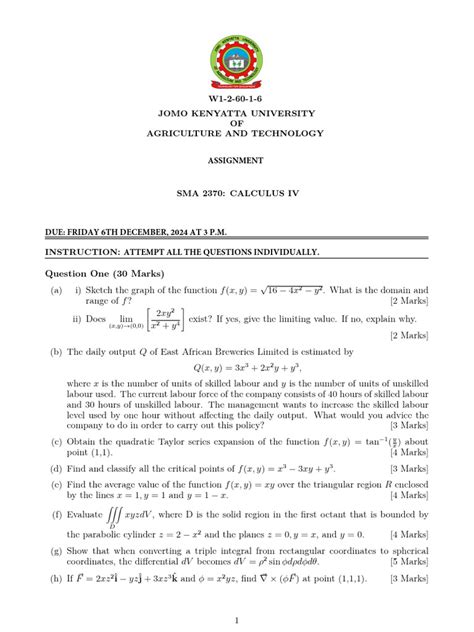 assignment 1and2 sma2370 pdf mathematical analysis mathematical