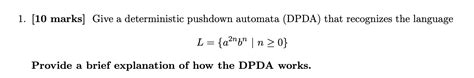 Solved Marks Give A Deterministic Pushdown Automata Chegg