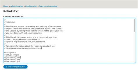 drupal 9 customise your robots txt file code