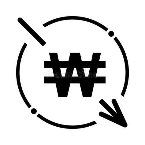 Cost Reduction Decrease Won Icon Vector Symbol Isolated On Background