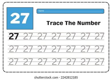 Number 27 Tracing Practice Worksheet Worksheet Stock Vector Royalty Free 2242812185 Shutterstock