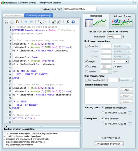 Trading Systems Prorealtime