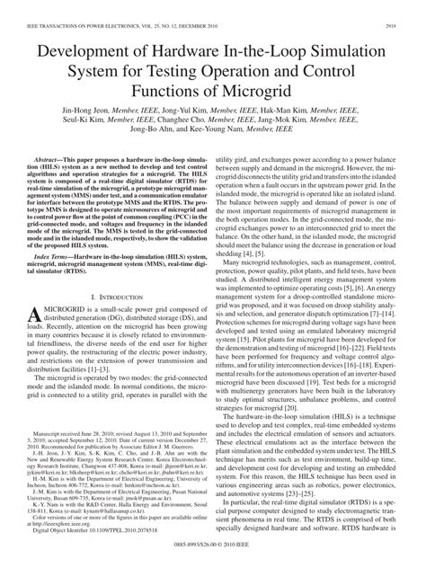 Pdf Development Of Hardware In The Loop Simulation System For Testing Operation And Control