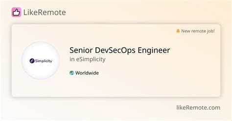 📩 Senior Devsecops Engineer At 🏢 Esimplicity 📍remote Job In 🌏