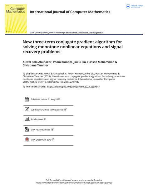 Pdf New Three Term Conjugate Gradient Algorithm For Solving Monotone