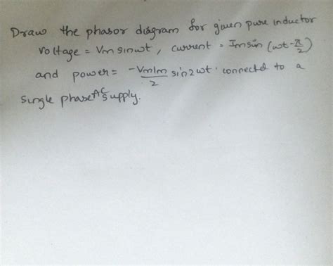 Draw The Phasor Diagram For A Given Pure Inductor Where Voltage V M S