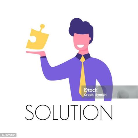 사업가 그의 손에 있는 퍼즐을 보유 하고있다 문제 또는 작업의 기호입니다 문제 해결된의 개념입니다 개념에 대한 스톡 벡터 아트 및 기타 이미지 Istock