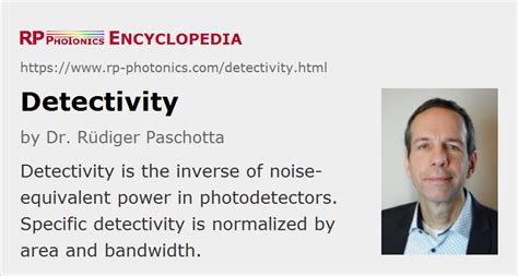 Detectivity Photodetector Specific Detectivity Normalized Active Area Bandwidth