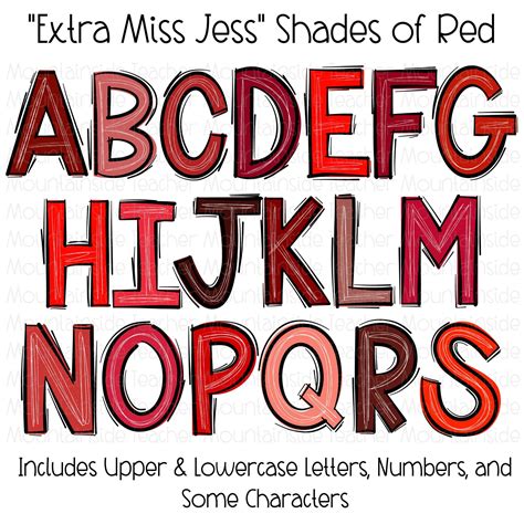 Scribble Letters Shades Of Red Alphabet Png Bundle Doodle