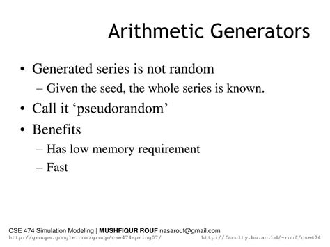 Ppt Cse474 Simulation And Modeling Generating Random Numbers Powerpoint Presentation Id1830205