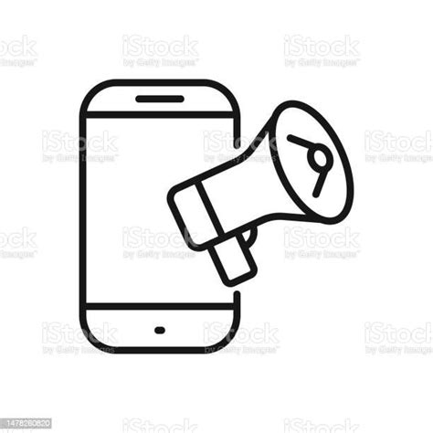 확성기 발표 스마트폰의 편집 가능한 아이콘 흰색 배경에 격리된 벡터 그림 프레젠테이션 웹 사이트 또는 모바일 앱에 사용 0명에 대한 스톡 벡터 아트 및 기타 이미지 Istock