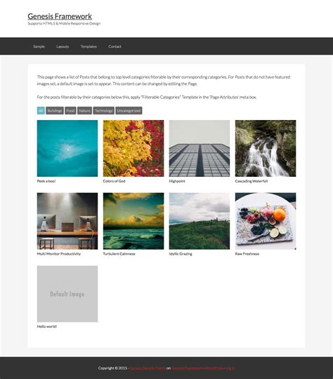 filterable categories grid in genesis sridhar katakam