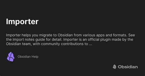 Importer Obsidian Help
