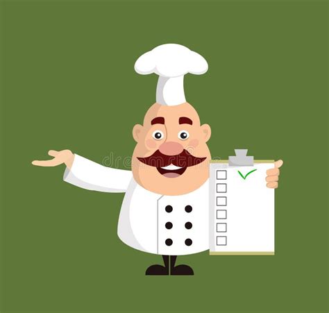 Fat Funny Chef Showing A Checklist Stock Vector Illustration Of
