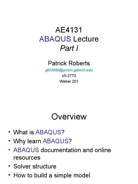Ae4131 Abaqus Lecture 1 Pdf Finite Element Method Engineering