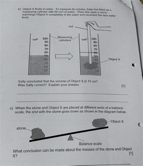 Solved B Object X Floats In Water To Measure Its Volume Chegg