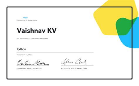 Vaishnav Kv On Linkedin Vaishnav Kv Completed The Python Course On Kaggle