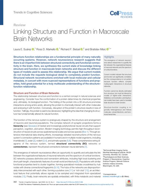 Linking Structure And Function In Macroscale Brain Pdf Nervous