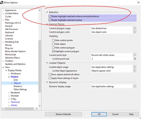 How To Disable The Backlines When Mesh Or Polysurface Object Is Selected Rhino For Windows