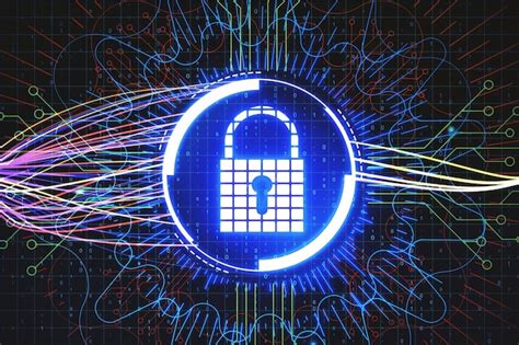 Premium Photo Creative Glowing Digital Padlock Network On Blue Background