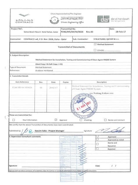 P246 Ms 04 M 0026 Rev 00 Method Statement For Installation Testing And Commissioning