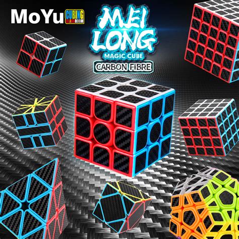 Moyu Meilong 2x2 3x3 4x4 5x5 Cube Pyramid Skewb Sq1 Megaminx Cube Carbon Fiber Sticker Puzzle