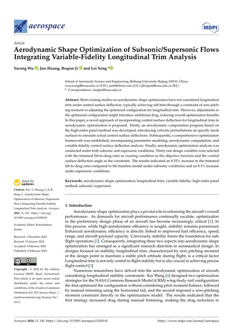 Pdf Aerodynamic Shape Optimization Of Subsonicsupersonic Flows Integrating Variable Fidelity