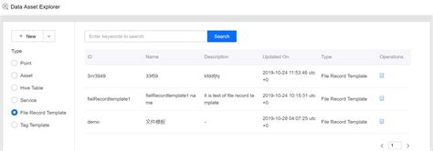querying file record template metadata — data asset catalog documentation