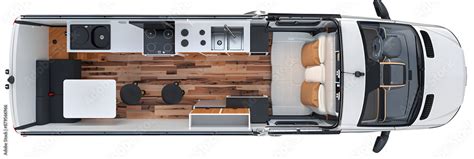 Show S 2d Floor Plan Layout For A Sprinter Van Conversinos With White