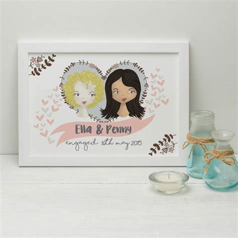 Personalised Illustrated Same Sex Couple Print For Women From