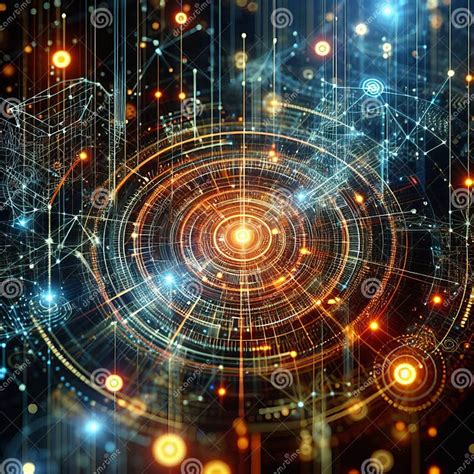 Futuristic Data Visualization With Glowing Nodes And Connections Stock