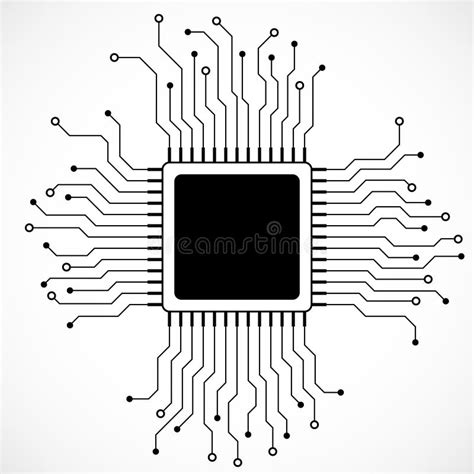 Cpu Microprocessor Microchip Stock Vector Illustration Of Processor